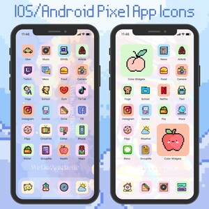 Pixel Pastel Hand Drawn IOS16 App Icons Bundle, IOS16 App Covers, Pink ...