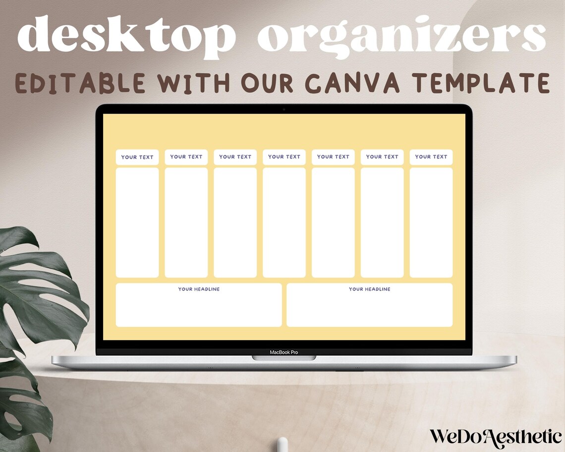 EDITABLE Desktop Organizer Wallpaper Folder Icons Yellow - Etsy