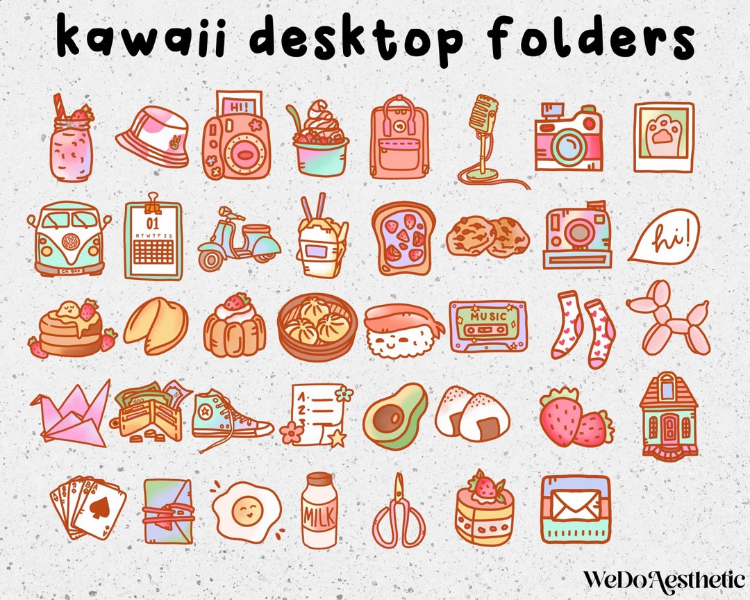 70 Cute Desktop Folder Icons, Mac + Windows Folders Icons, Mac Kawaii ...