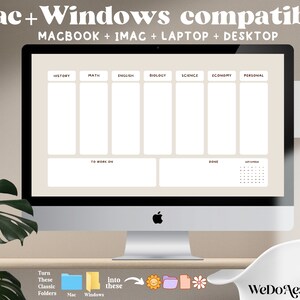 EDITABLE Desktop Organizer Wallpaper + Folder Icons, Natural School ...