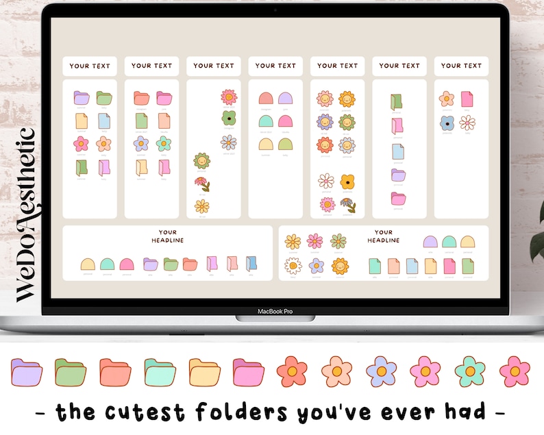 EDITABLE Desktop Organizer Wallpaper + Folder Icons, Natural School ...