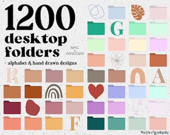 Boho Desktop Folder Icons, Mac Windows Folder Icons, Mac Natural ...