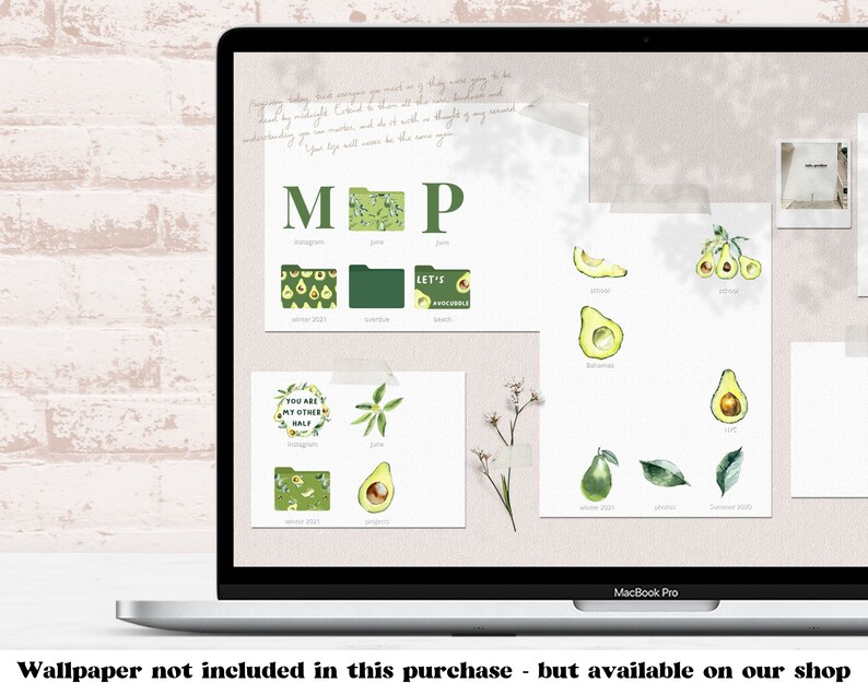 60 Avocado Desktop Folder Icons Mac Windows Folders Icons | Etsy