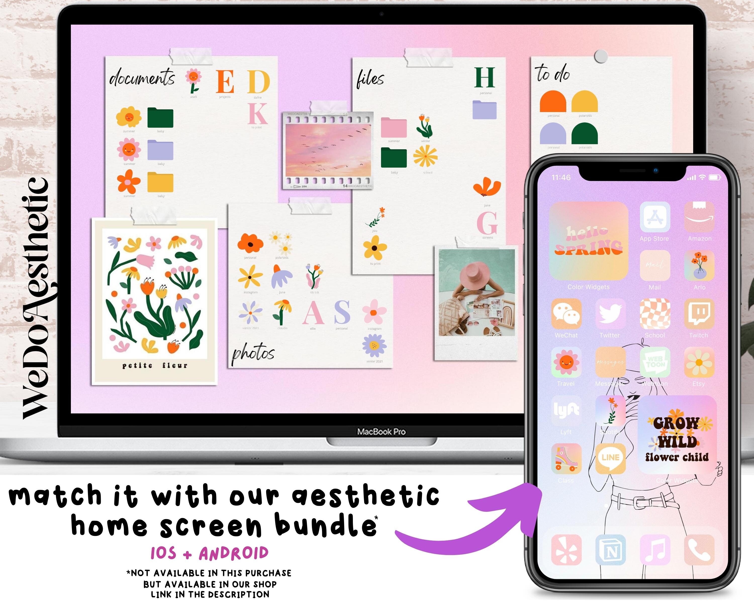 EDITABLE Desktop Organizer Wallpaper Folder Icons Pastel - Etsy Canada