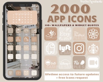 60 Ios14 App Icons, Natural Brown Theme, App Covers, Minimalist, Icons ...