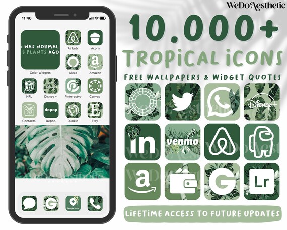 10.000 Tropical Plants App Icons Pack Plants Theme IOS15 | Etsy
