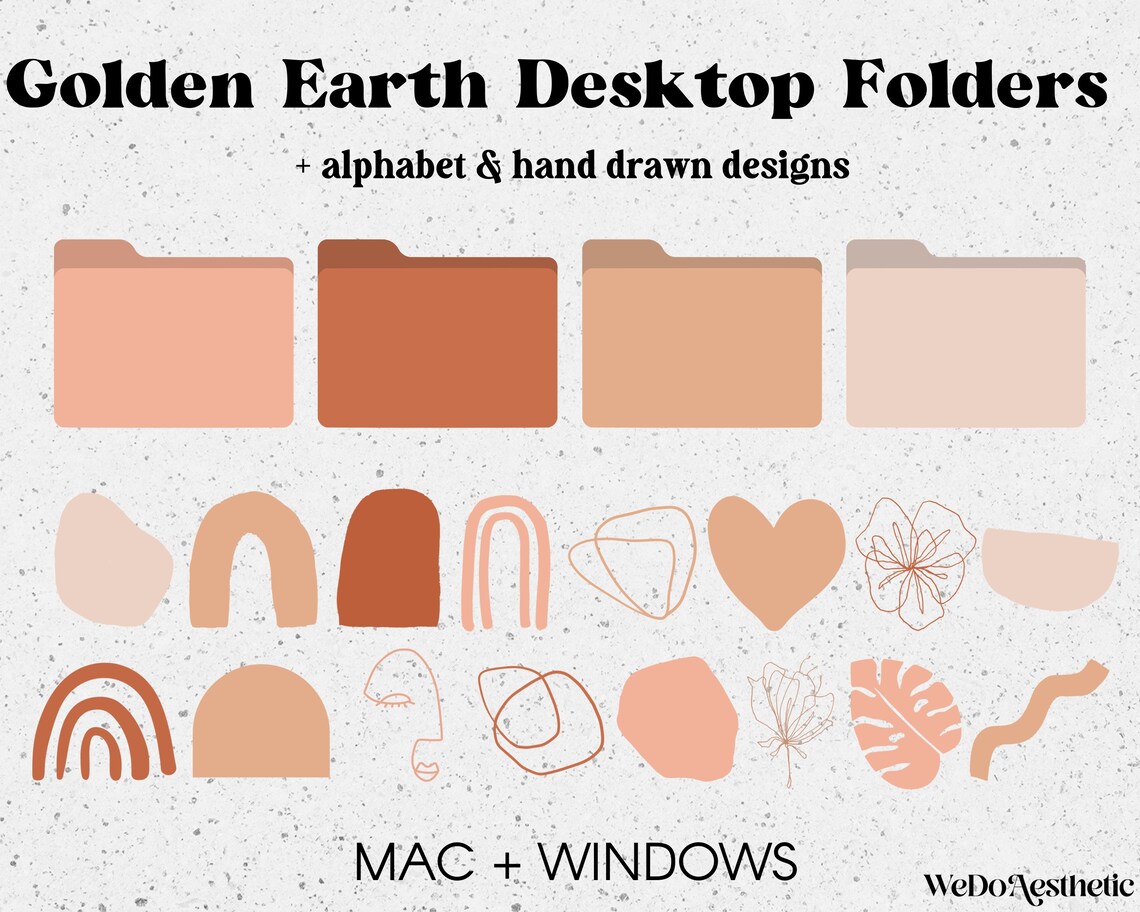 50 Desktop Folder Icons, Mac + Windows Folders Icons, Mac Boho Minimal ...
