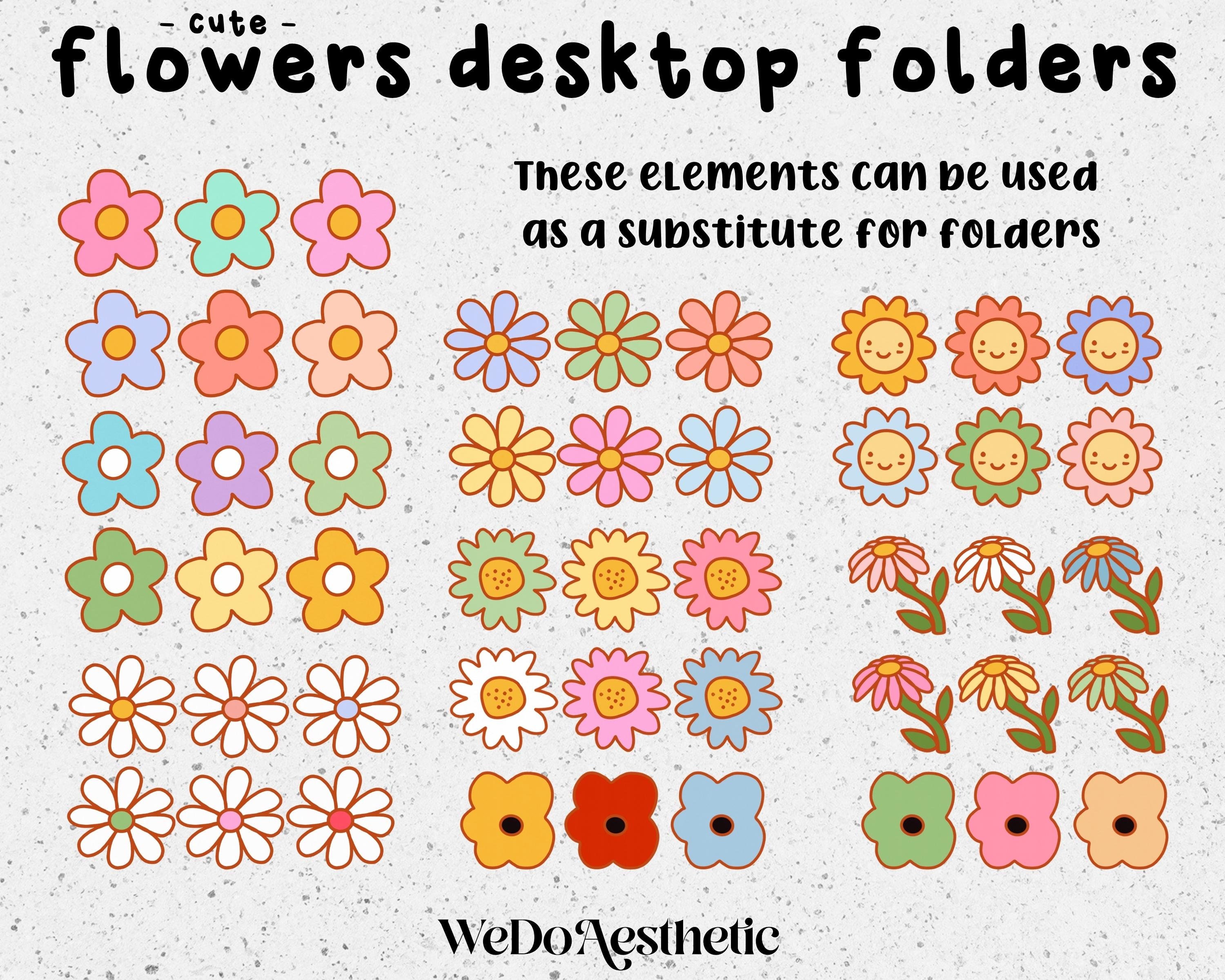 70 Cute Flowers Desktop Folder Icons Mac Windows Folders - Etsy