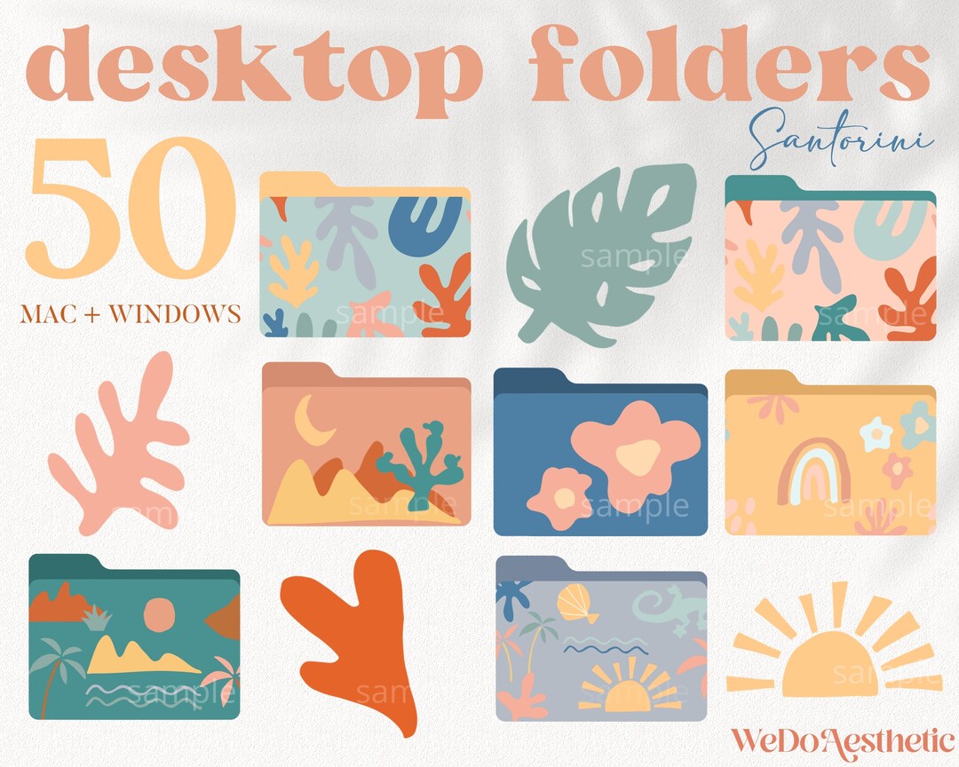 50 Desktop Folder Icons, Mac + Windows Folders Icons, Mac Natural Boho ...