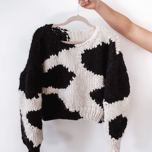 Moo Sweater Knitting Patter, Knitting Pattern, Cow Sweater Knitting ...