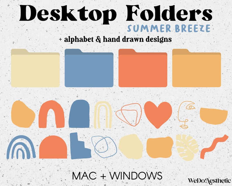 50 Desktop Folder Icons, Mac + Windows Folders Icons, Summer Mac ...