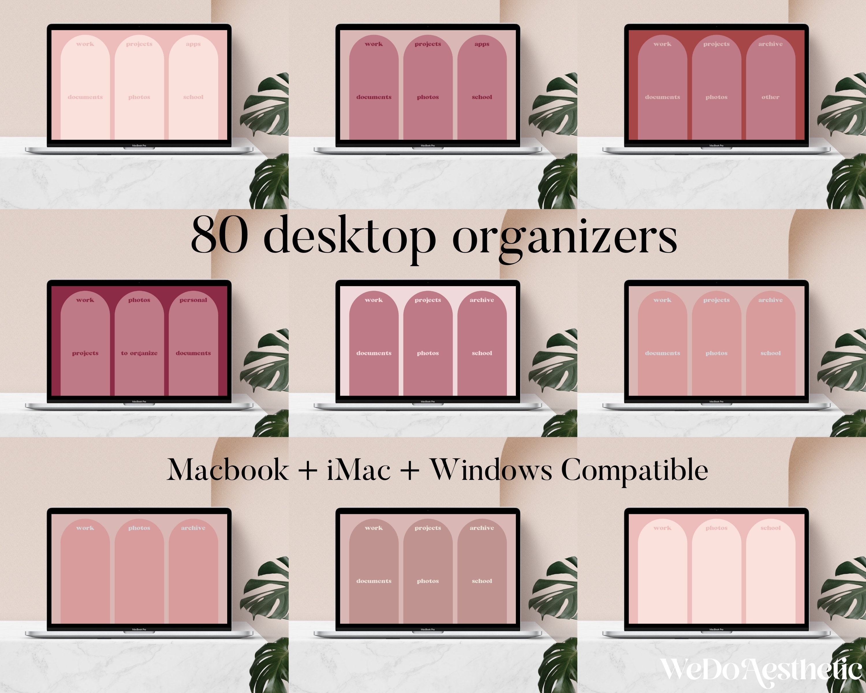Desktop Wallpaper Organizer Macbook Folder Icons Mac Pink - Etsy
