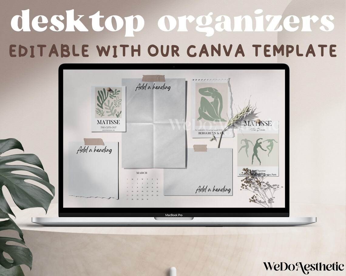 EDITABLE Desktop Organizer Wallpaper Folder Icons Matisse | Etsy