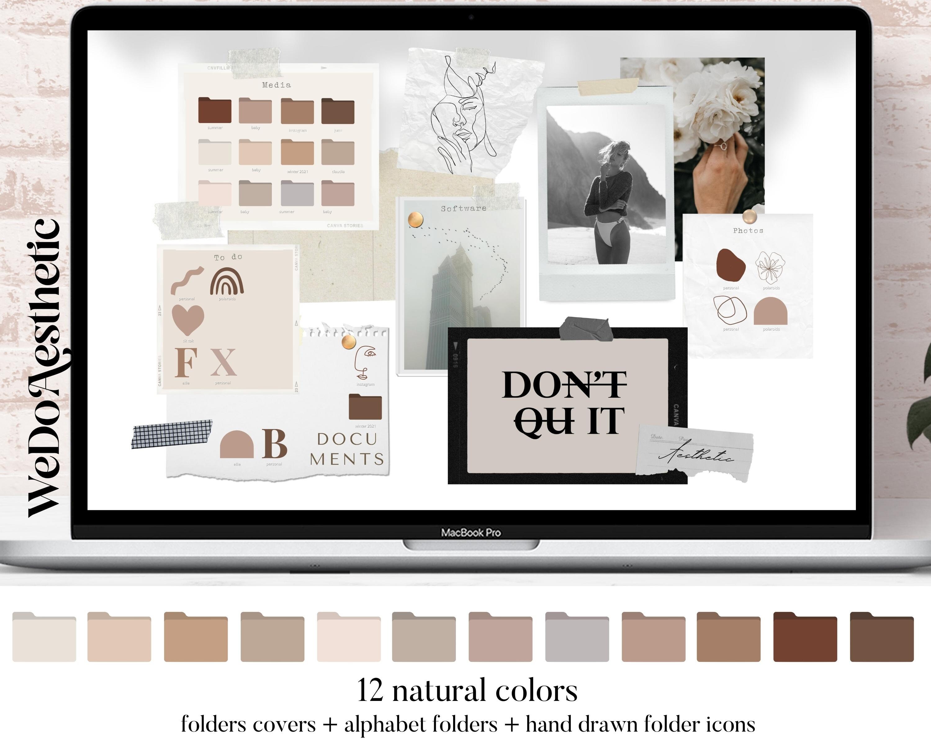 EDITABLE Desktop Organizer Wallpaper Folder Icons Aesthetic - Etsy UK