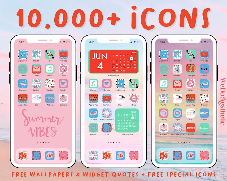 10000 Beach Vibes IOS14 App Icons Aesthetic App Covers - Etsy