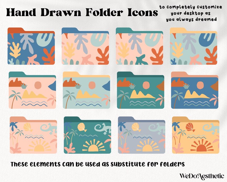 50 Desktop Folder Icons, Mac + Windows Folders Icons, Mac Natural Boho ...
