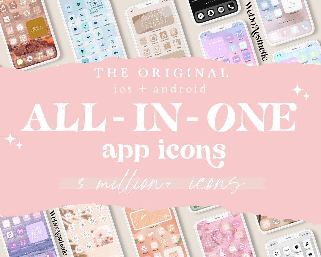 3,000,000+ Ios16 App Icons, Neutral Pink Aesthetic | Widget Ios 15 ...