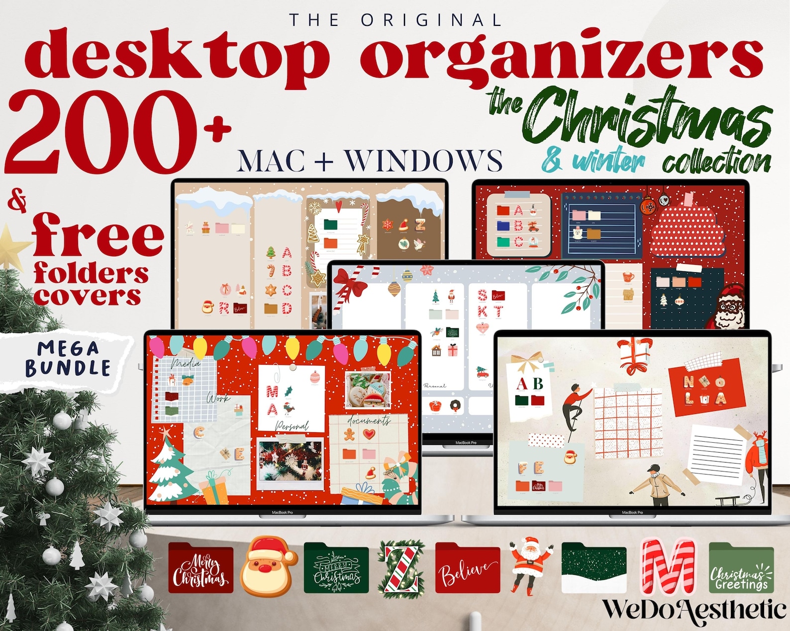 Christmas Winter Desktop Organizer Wallpaper Desktop - Etsy