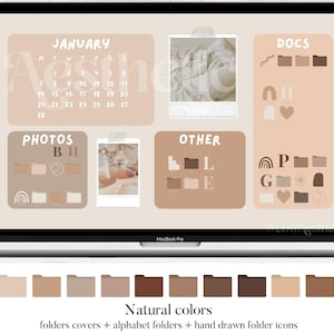 2024-2025 EDITABLE Desktop Wallpaper Organizers + Folder Icons, Natural ...