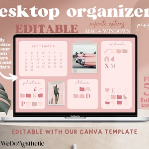 EDITABLE CALENDAR Desktop Wallpaper - Pink Desktop Wallpaper Organizer ...