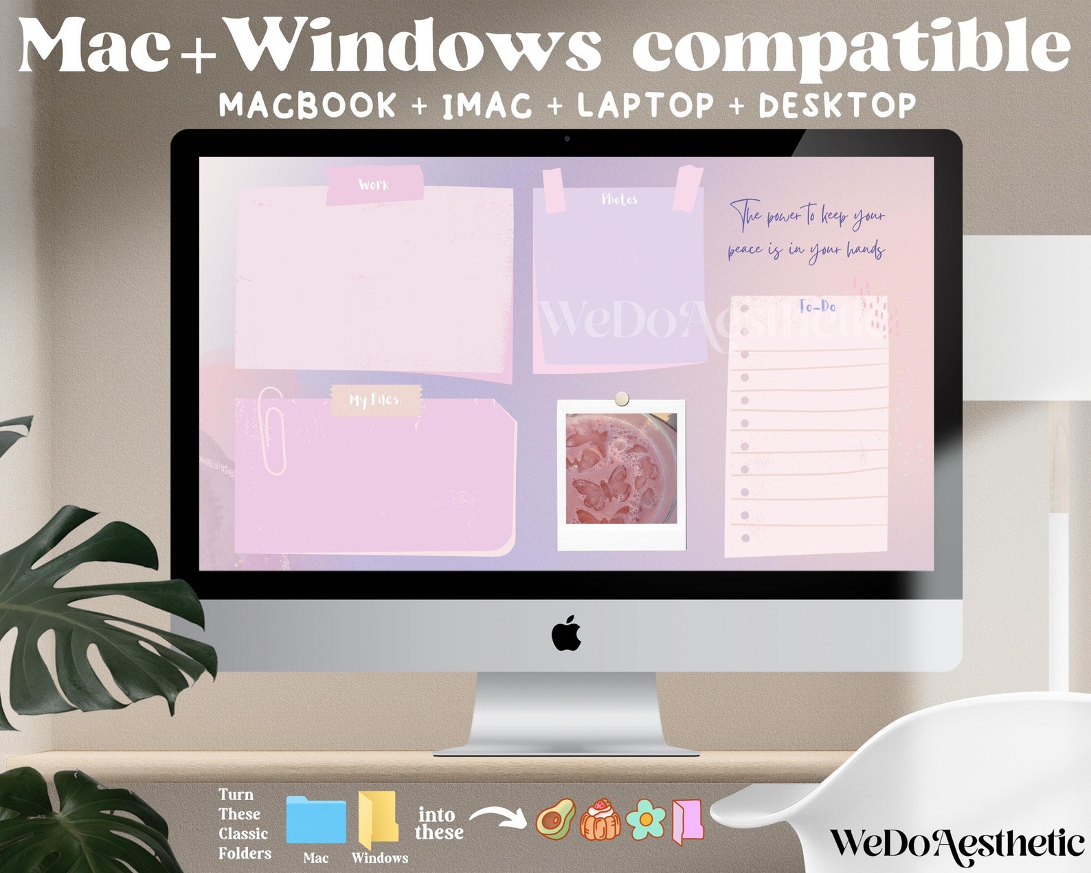 EDITABLE Desktop Organizer Wallpaper Folder Icons Pastel - Etsy
