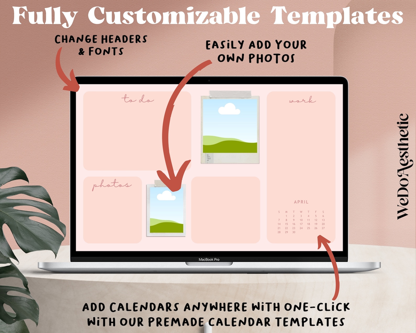 EDITABLE CALENDAR Desktop Wallpaper - Pink Desktop Wallpaper Organizer ...