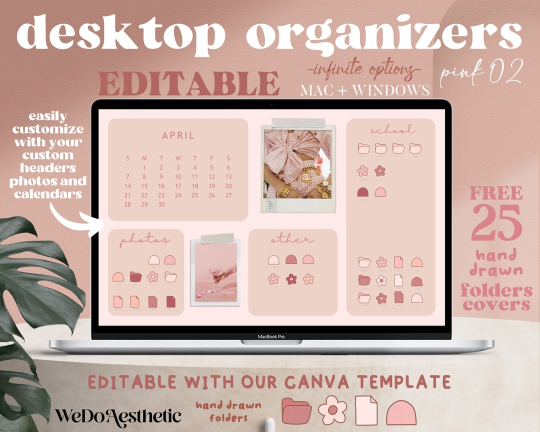 EDITABLE CALENDAR Desktop Wallpaper - Pink Desktop Wallpaper Organizer ...