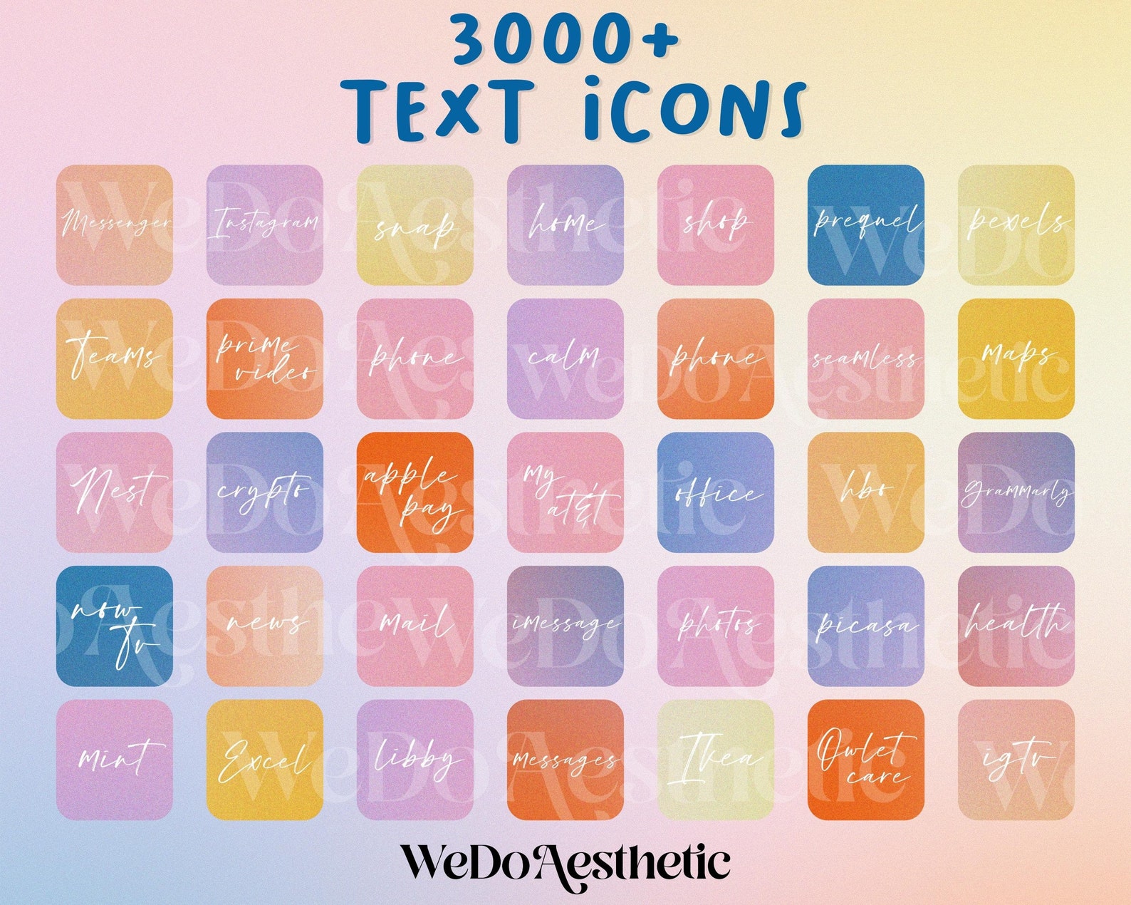 10.000 Pastel Gradient App Icons Pink Aesthetic App Icon | Etsy
