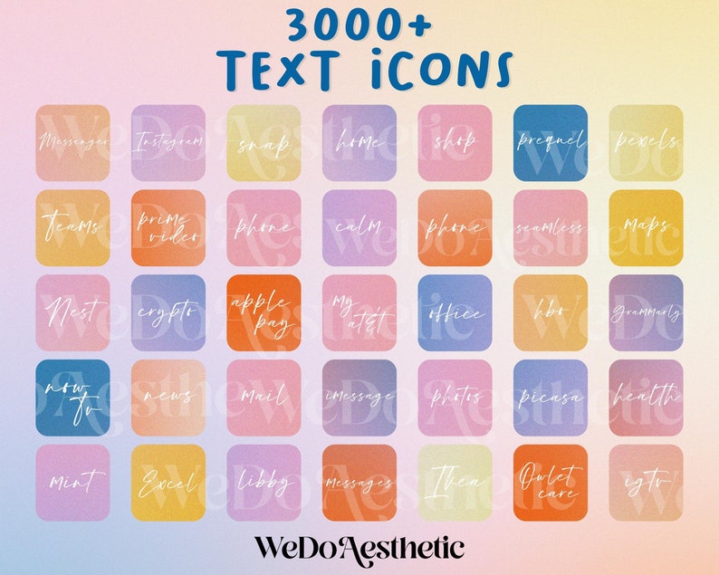 10.000 Pastel Gradient App Icons Pink Aesthetic App Icon | Etsy