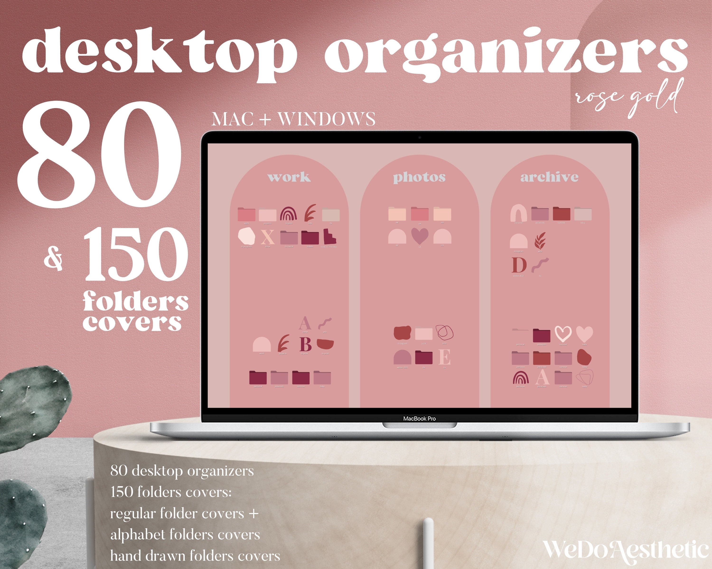 Desktop Wallpaper Organizer MacBook Folder Icons Mac Pink | Etsy