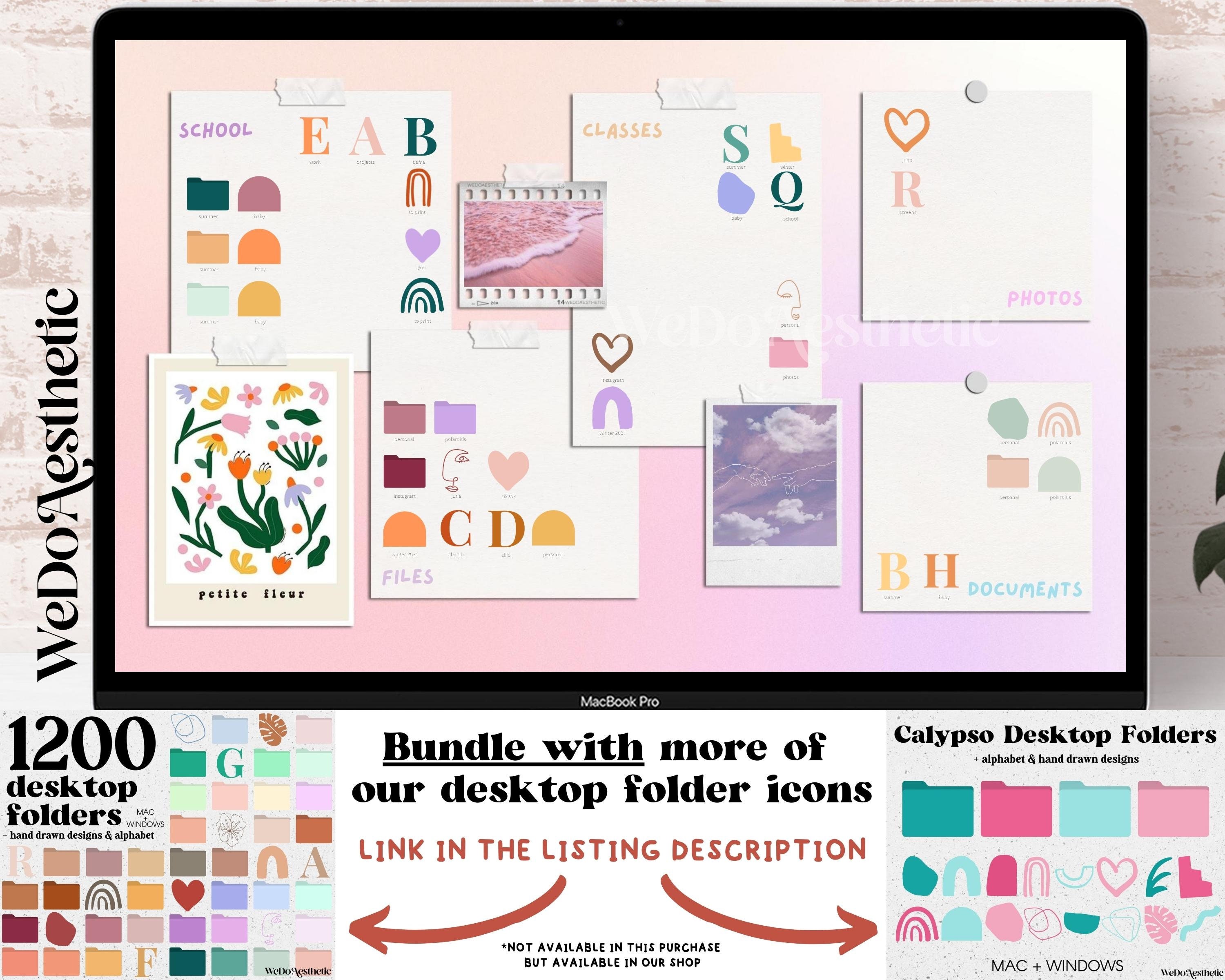 EDITABLE Desktop Organizer Wallpaper Folder Icons Pastel - Etsy Australia