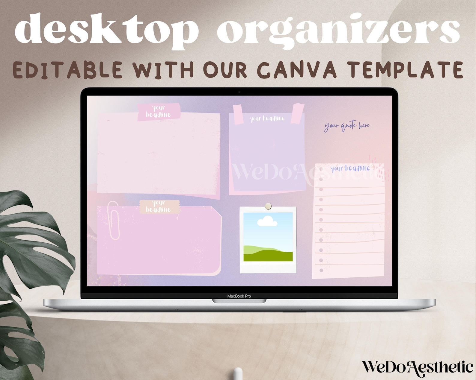 EDITABLE Desktop Organizer Wallpaper + Folder Icons, Pastel Rainbow ...