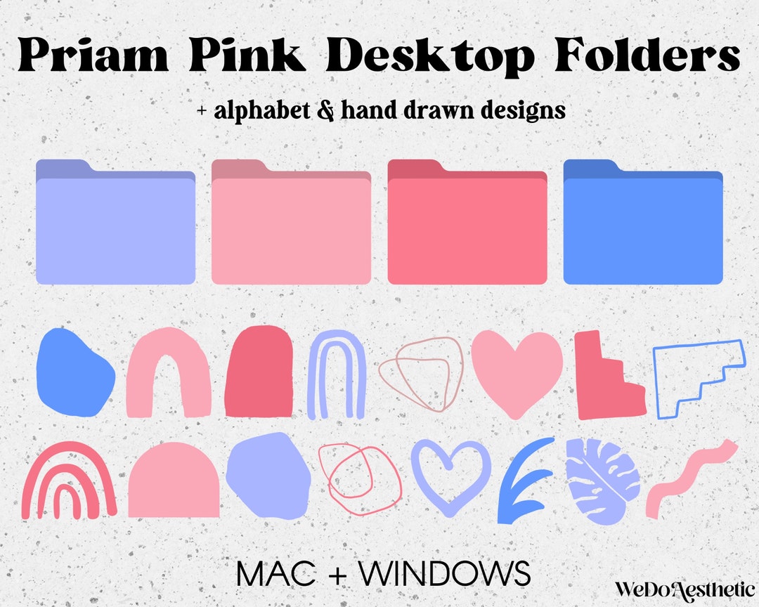 50 Desktop Folder Icons, Mac + Windows Folders Icons, Mac Pink Minimal ...