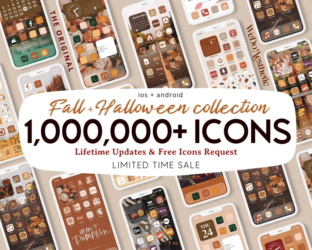 1 Mil IOS14 Fall Halloween App Icons, Neutral Fall Aesthetic, Mega ...