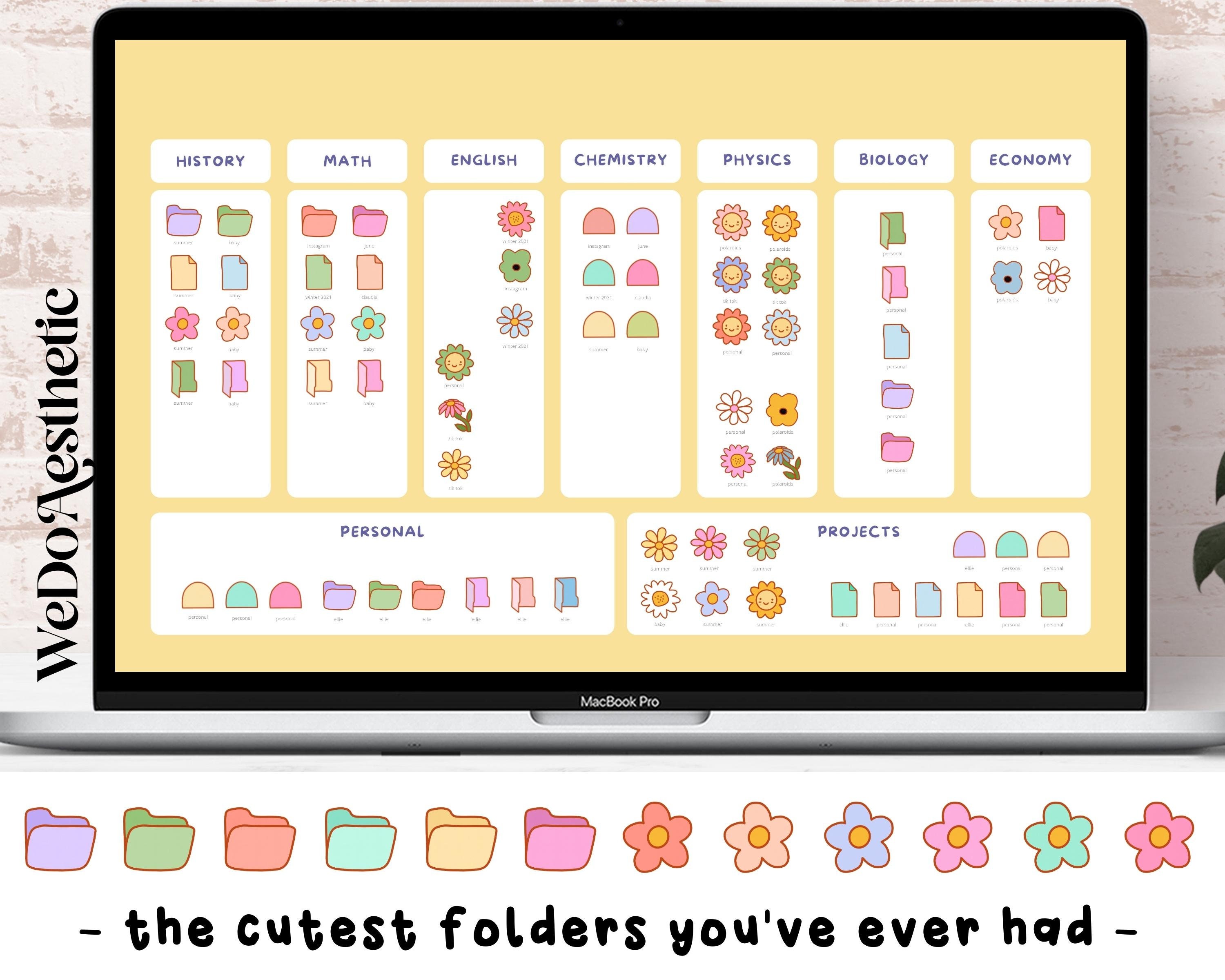 EDITABLE Desktop Organizer Wallpaper Folder Icons Yellow - Etsy