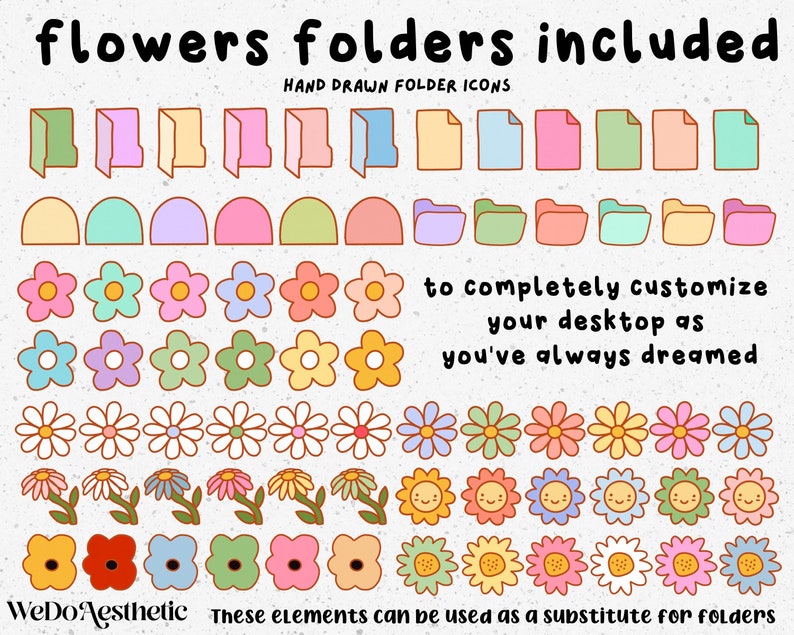 EDITABLE Desktop Organizer Wallpaper Folder Icons Yellow - Etsy