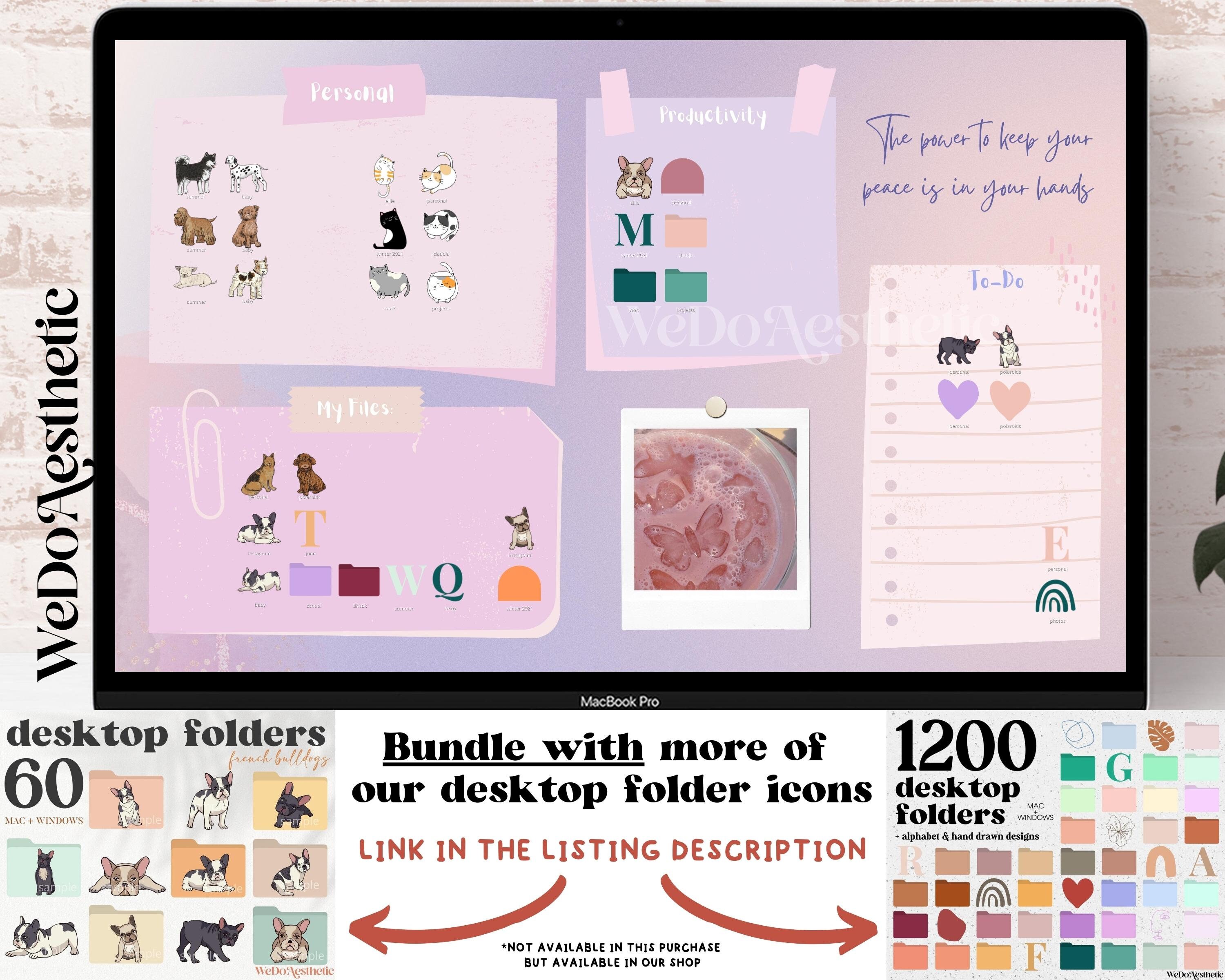 EDITABLE Desktop Organizer Wallpaper Folder Icons Pastel - Etsy