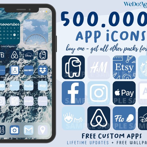 200000 IOS14 App Icons Blue Aesthetic App Covers Azure - Etsy