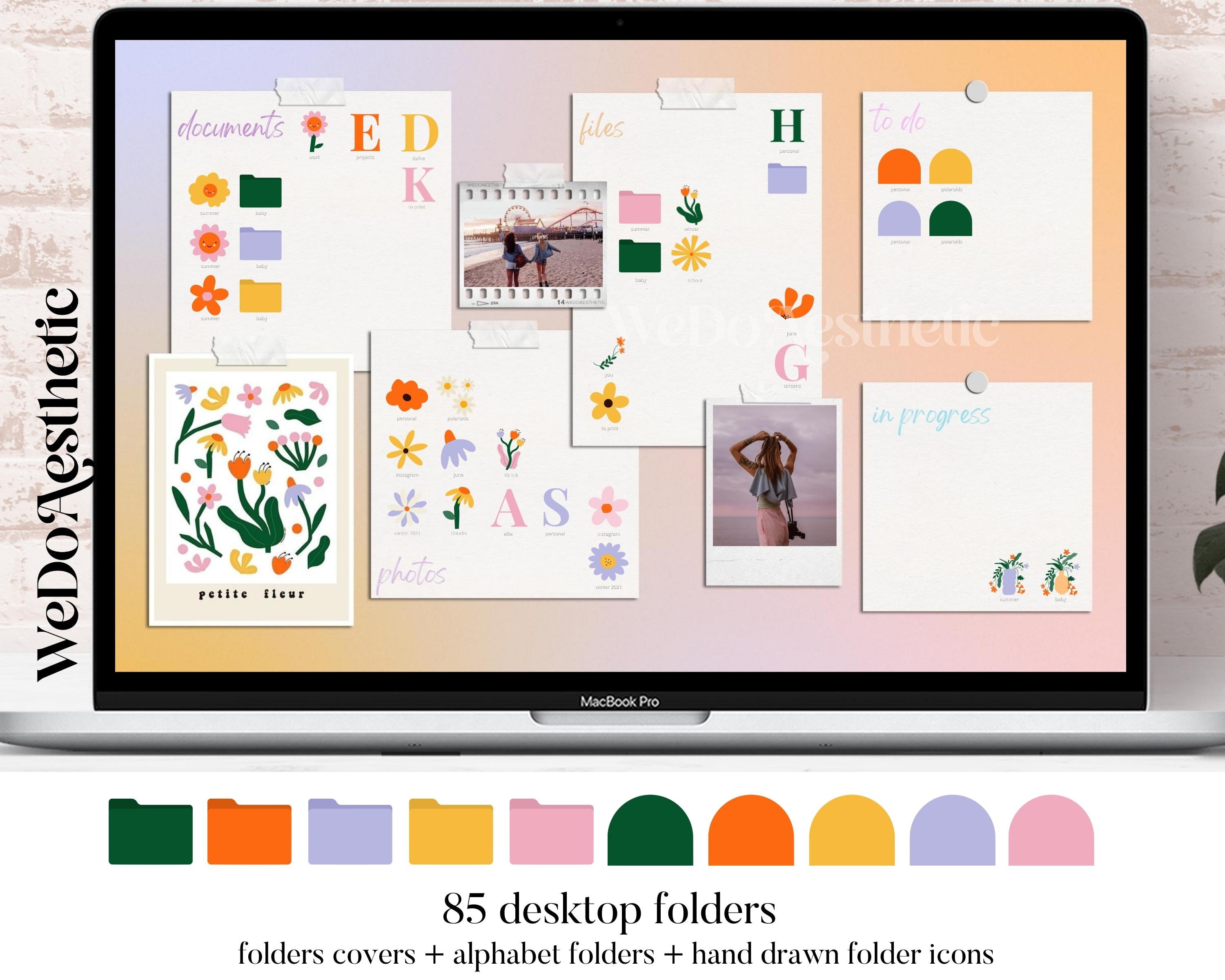 EDITABLE Desktop Organizer Wallpaper Folder Icons Pastel | Etsy Canada