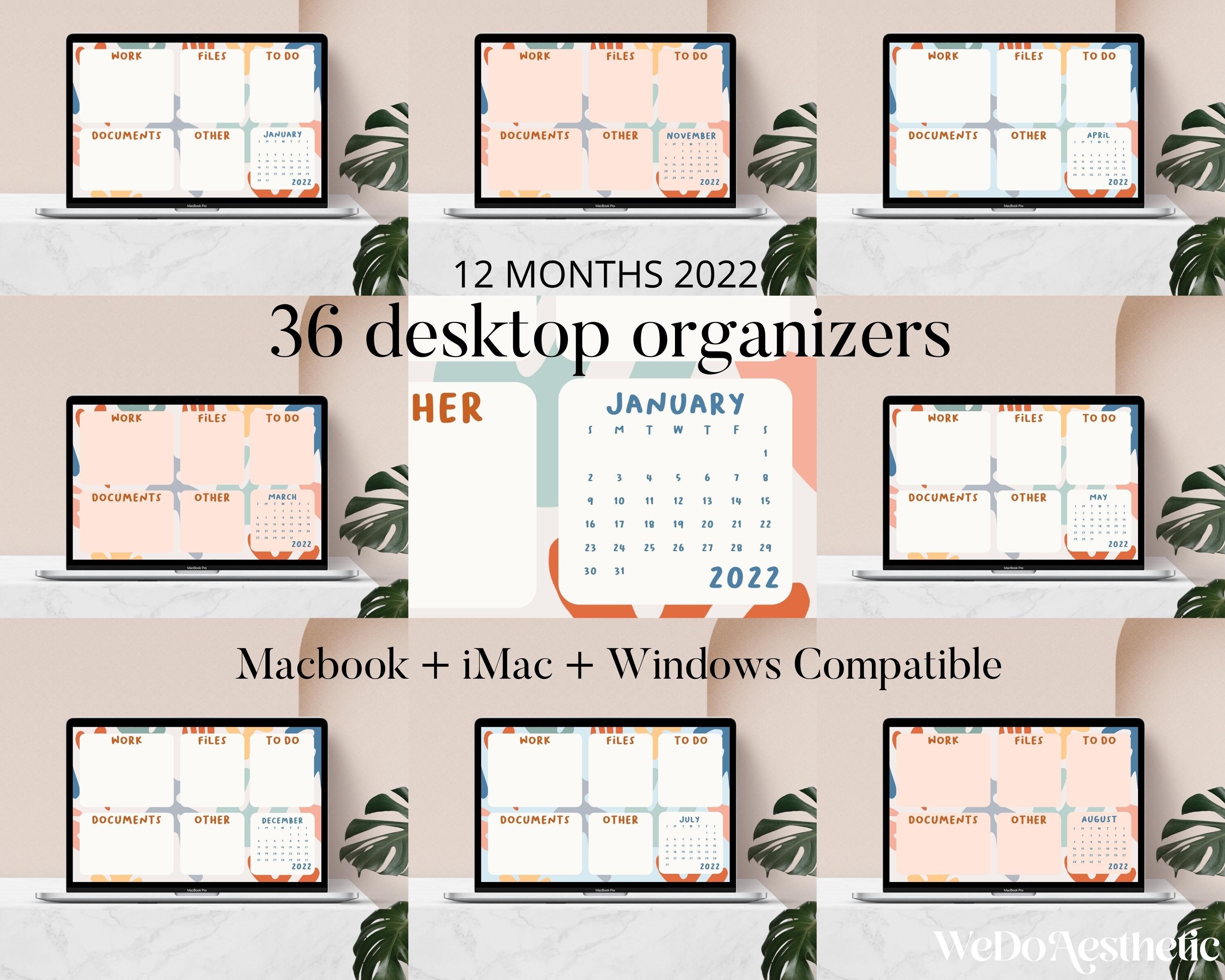 CALENDAR 2022 Desktop Wallpaper Desktop Wallpaper Organizer | Etsy