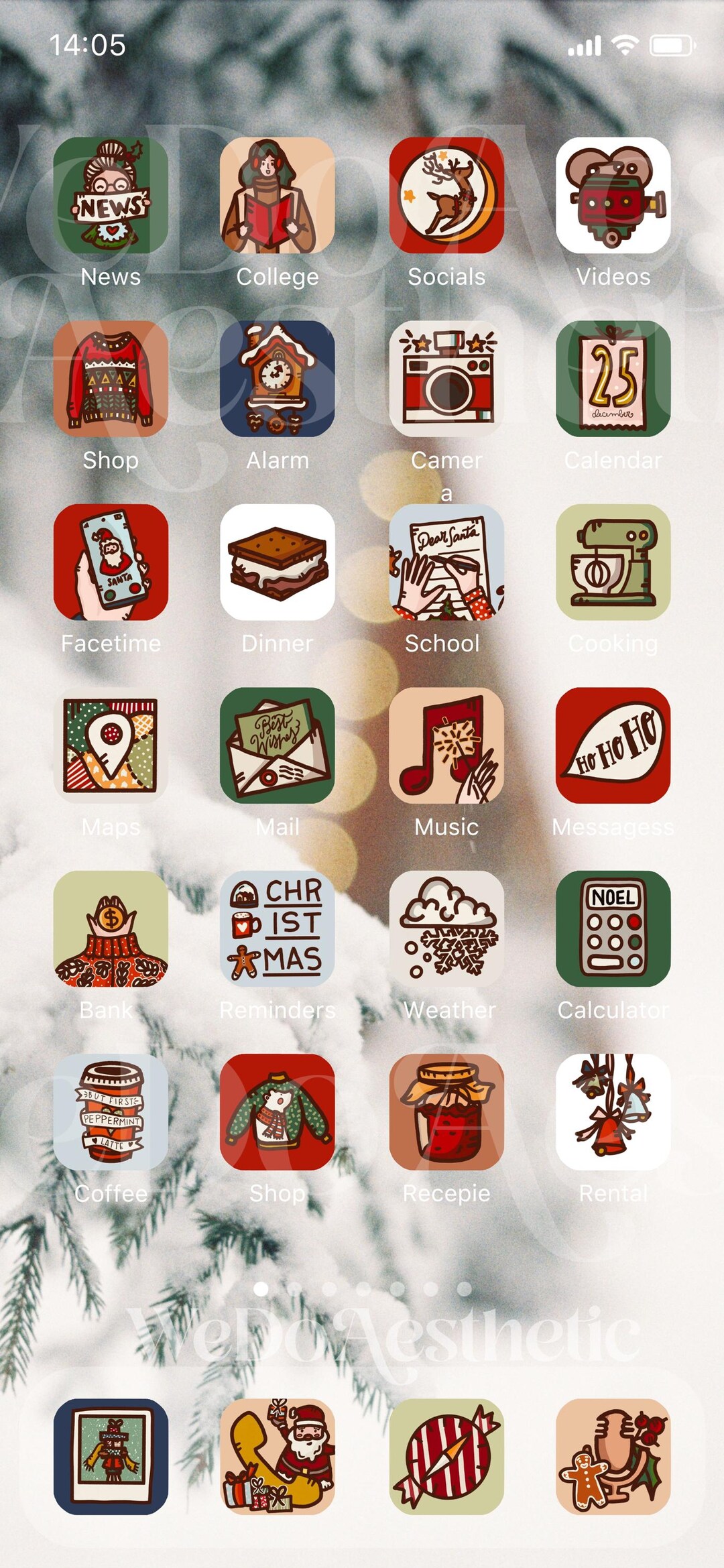 Christmas MAIN PACK - Hand Drawn IOS14 App Icons Bundle, IOS18 App ...