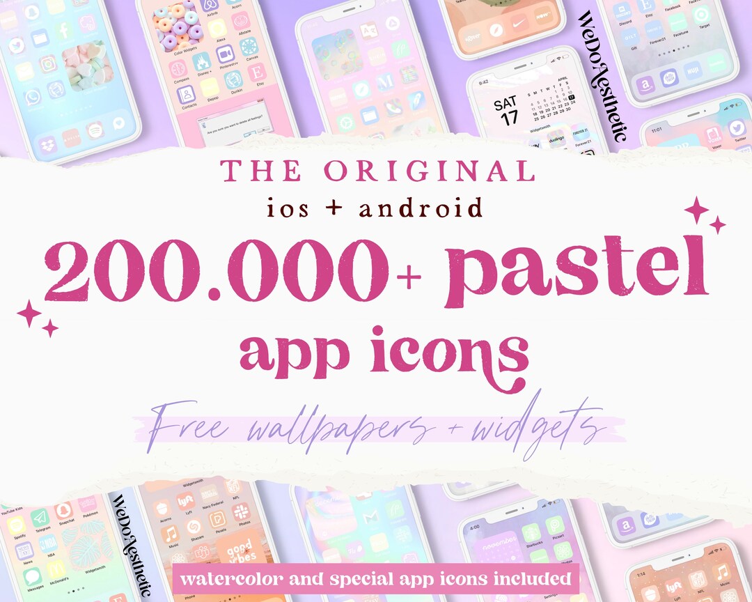 IOS16 Pastels App Icons, Watercolor App Icons, IOS 16 Aesthetic, Mega ...