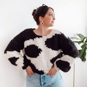 Moo Sweater Knitting Patter, Knitting Pattern, Cow Sweater Knitting ...