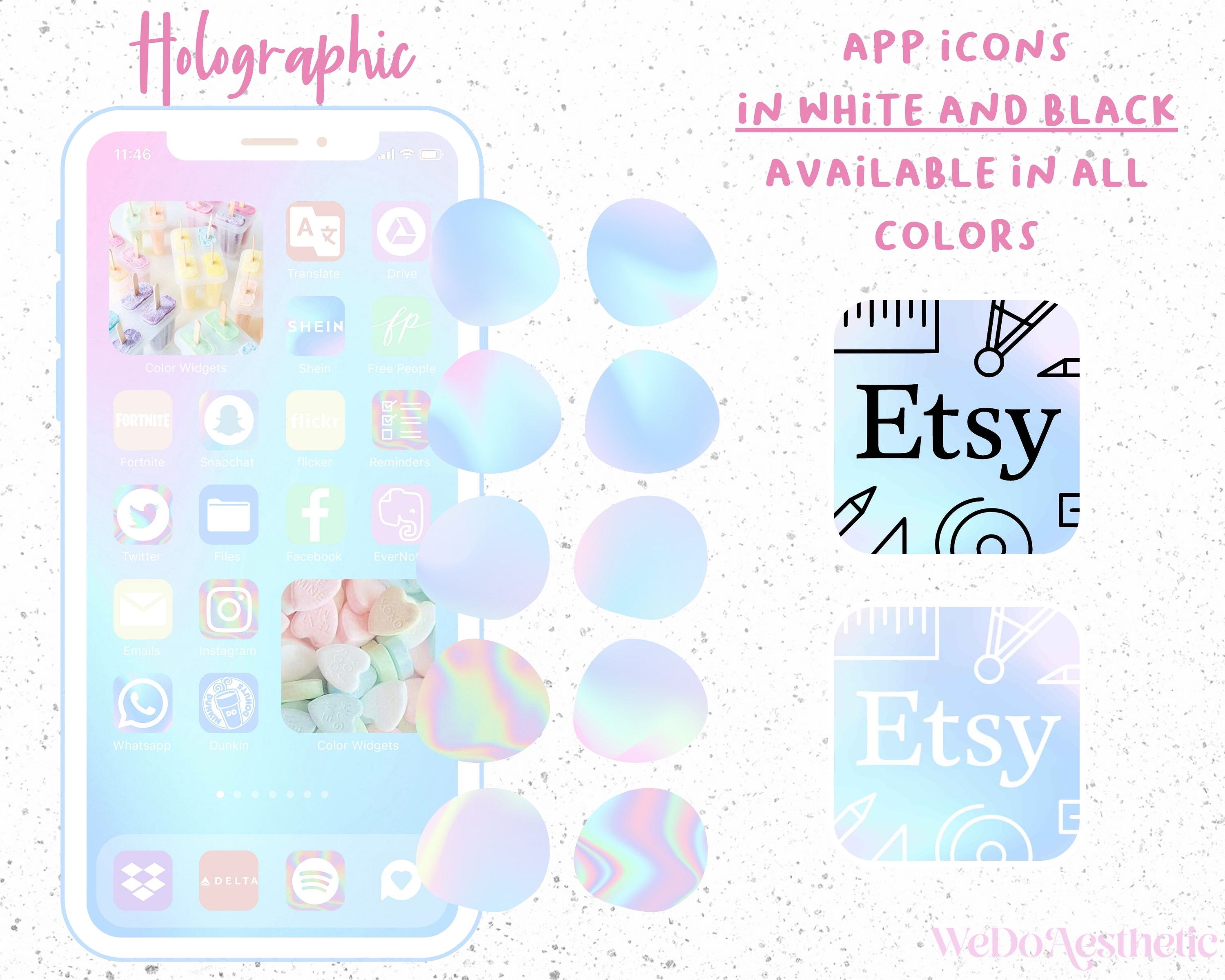 IOS14 Pastels App Icons Pink App Icons IOS 14 Aesthetic App | Etsy
