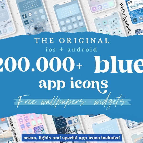 Neon Blue App Icons - Etsy
