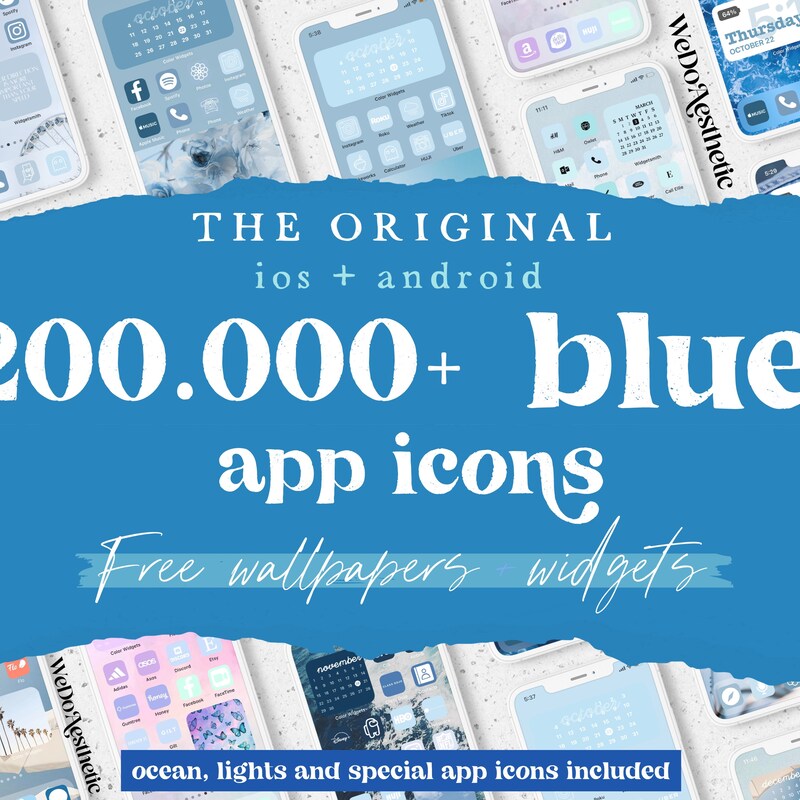 Blue App Icon Pack - Etsy