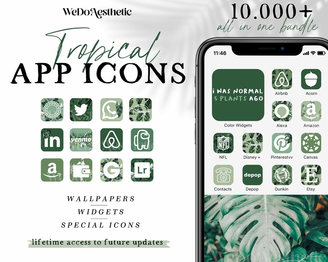 10.000 Tropical Plants App Icons Pack, Plants Theme, IOS16 App Covers ...