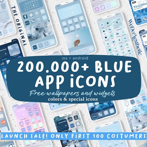 3 MILLION IOS14 App Icons IOS 15 Aesthetic Blue App Cover - Etsy