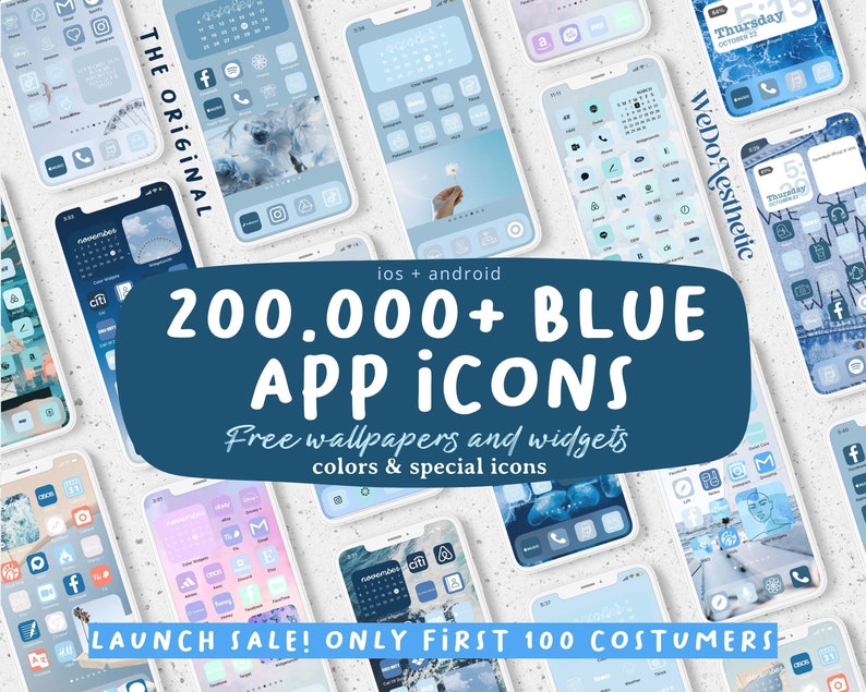 200000 IOS14 App Icons Blue Aesthetic App Covers Azure - Etsy