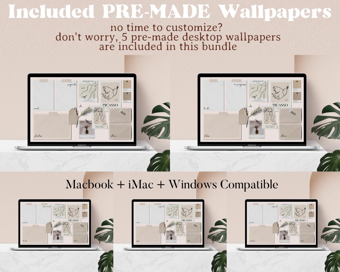 EDITABLE Desktop Organizer Wallpaper Folder Icons Picasso - Etsy